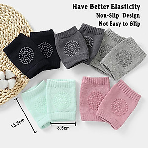 NEPAK 8 Pairs Baby Crawling Anti-Slip Knee Baby Knee Pads For Crawling and safety Walking Anti Slip,Unisex Baby Toddlers Kneepads, 2light Pink+ 2dark Grey+ 2green+ 1black+ 1gray