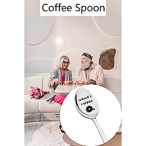 Nana Coffee Spoons Gift from Grandkids, Nana's Coffee Spoon for Grandma Grandmother Mothers Day Birthday Gifts Engraved Coffee Tea Spoons Coffee Lover Gift for Nana Nanny Grandmom Gigi Mimi