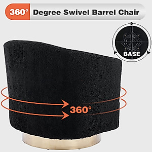 Dxacvkc 30.7" W Boucle Chair Swivel Barrel Chair Comfy Round Accent Sofa Chair for Living Room, 360 Degree Club Chair, Leisure Arm Chair for Nursery/Bedroom/Living Room/Lounge Hotel/Office, Black