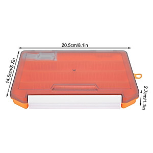 Yuecoom Fishing Tackle Storage, Single‑Layer Insert Lure Box Fishing Tackle Box, Fishing Utility Box with Removable Dividers (Orange)