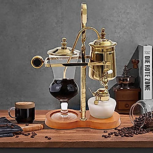 BEYANEE Belgian/Belgium Balance Siphon Coffee Maker,Family Syphon Coffee Maker,Elegant Double Ridged Fulcrum with Tee Handle,Elegant Design Retro-Style - Classic Gold…