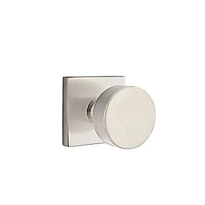 EMTEK Square Rosette Passage Set with Matching Finish Round Knob - Choice of 7 Finishes - 5110ROUUS15 - Satin Nickel (US15)