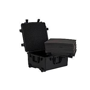 MEIJIA Portable All Weather Waterproof Hard Case, Camera Case with Customizable Fit Foam And Rolling Wheels, 24.8"X23.7"X13.17",Elegant Black