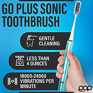 Go Plus Sonic Toothbrushes for Adults w/Electric Toothbrush Case (Teal) - Electric Toothbrush for Adults & Kids - Sonic Toothbrush w/ 2 Speeds - 18000-24000 Vibrations Per Minute