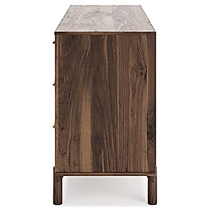 Signature Design by Ashley Calverson Contemporary 6 Drawer Dresser with Burnished Goldtone Pulls, Dark Brown