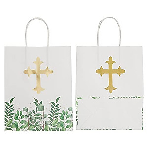 Religious Party Favor Gift Bags for Christening Gifts for Girls and Boys Baptism, First Communion (10 x 8 x 4 In, 15 Pack)