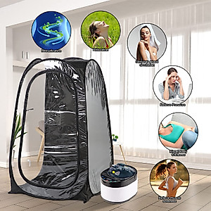 iDOTODO Full Body Portable Sauna Set, Full Size Steam Saunas for Home Personal Steam Sauna Personal Home Spa Transparent One Person Sauna, Remote Control, 4L/1500W Generator, Upgraded Foldable Chair