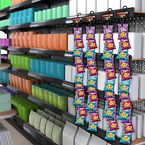 HawHawToys Hanging Merchandise Strips with Hooks, Pack of 4 – 31”Chip Rack with 12 Clips, Chips Holder, Hanging Display Strip for Retail Displaying