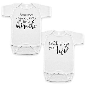 Pineapple Pancake Kids Twin Pregnancy Announcement Infant Bodysuit Set for Grandparent Photo Props