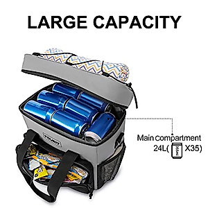 TOURIT Cooler Bag 35-Can Insulated Soft Cooler Portable Cooler Bag 24L Lunch Coolers for Picnic, Beach, Work, Trip, Grey