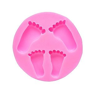 Baby Footprint Silicone Molds for Baby Shower Cake Topper Decoration, 4 Cavities Fondant Mold for DIY Baking Cookie, Chocolate, Cupcake and Polymer Clay