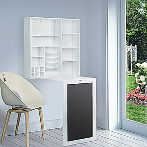 Utopia Alley Fold-Out Convertible Desk with Storage Cabinet and Shelves, White