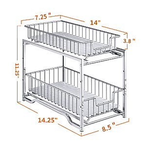 Simple Trending Stackable 2 Tier Under Sink Cabinet Organizer with Sliding Storage Drawer, Chrome
