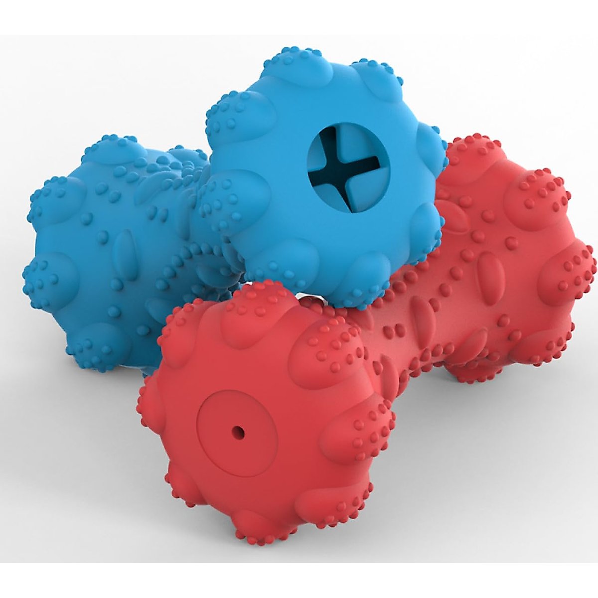 2 in 1 Premium Dog Toy, Dog Toys for Aggressive chewers, Combinated Food Dispenser and Speaker Function, Unique Design, Easy to Chew; 100% Safe Natural Rubber; for All Breed and Species