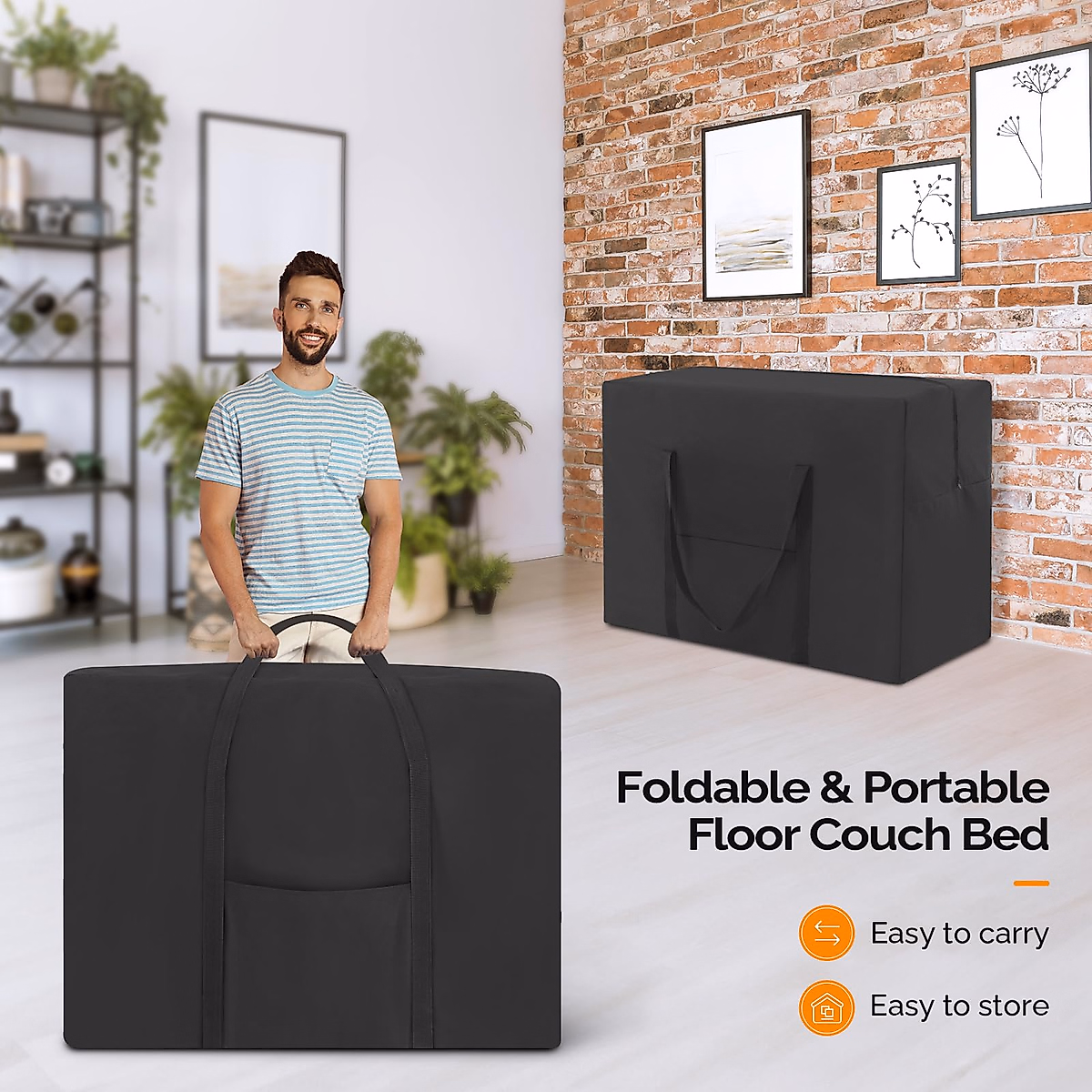 VINGLI Futon Sofa Bed Sleeper Sofa Chair Bed Twin Floor Sofa Bed Small Couch Folding Mattress Olive Green Couches for Living Room Floor Chair Freestanding RV Futon Couches for Indoor and Outdoor