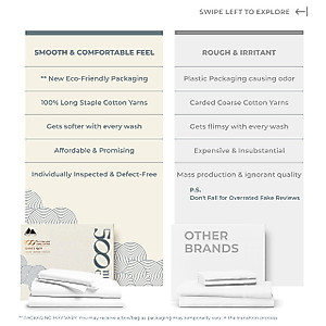 Mayfair Linen Full Size Sheets Cotton - 500 Thread Count 4 PC 100% Cotton Full Size Sheet Sets, 16” Deep Pocket Full Size Sheets Set, Cooling Full Sheet Set, Luxury Hotel Sheets & Pillowcases (White)