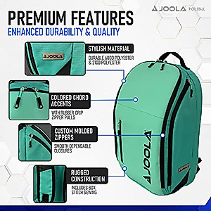 JOOLA Vision II Pickleball Bag - Teal Backpack Holds 8 Pickleball Paddles Plus Side Pockets For Pickleball Balls - Separate Ventilated Compartment for Shoes, Interior & Exterior Accessory Pockets