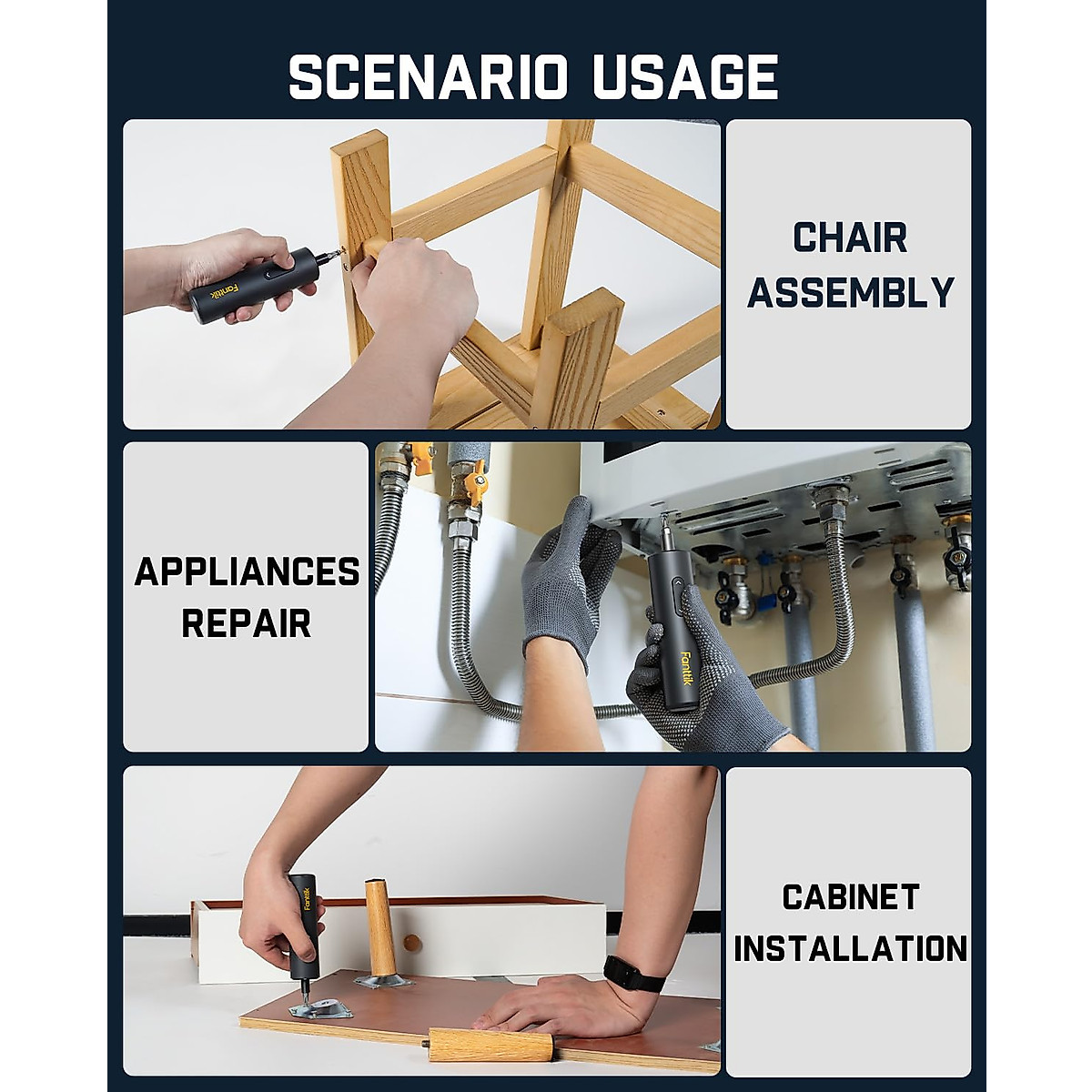 Fanttik S1 Capsule 3.7V Cordless Screwdriver, Electric Screwdriver, Max 5 N.m, 320 RPM Motor, 5 Pcs Double-Ended Bits, Compact Design, LED Light, 1/4''Hex, Idea Tool for Furniture, Appliances-Grey