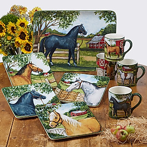 Certified International Clover Farm 8.25" Salad/Dessert Plates, Assorted Designs, Multi Colored, Large, Set of 4
