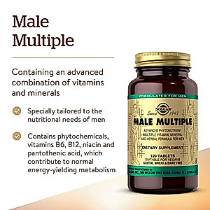 Solgar Male Multiple, 120 Tablets - Multivitamin, Mineral & Herbal Formula for Men - Advanced Phytonutrient - Vegan, Gluten Free, Dairy Free - 40 Servings