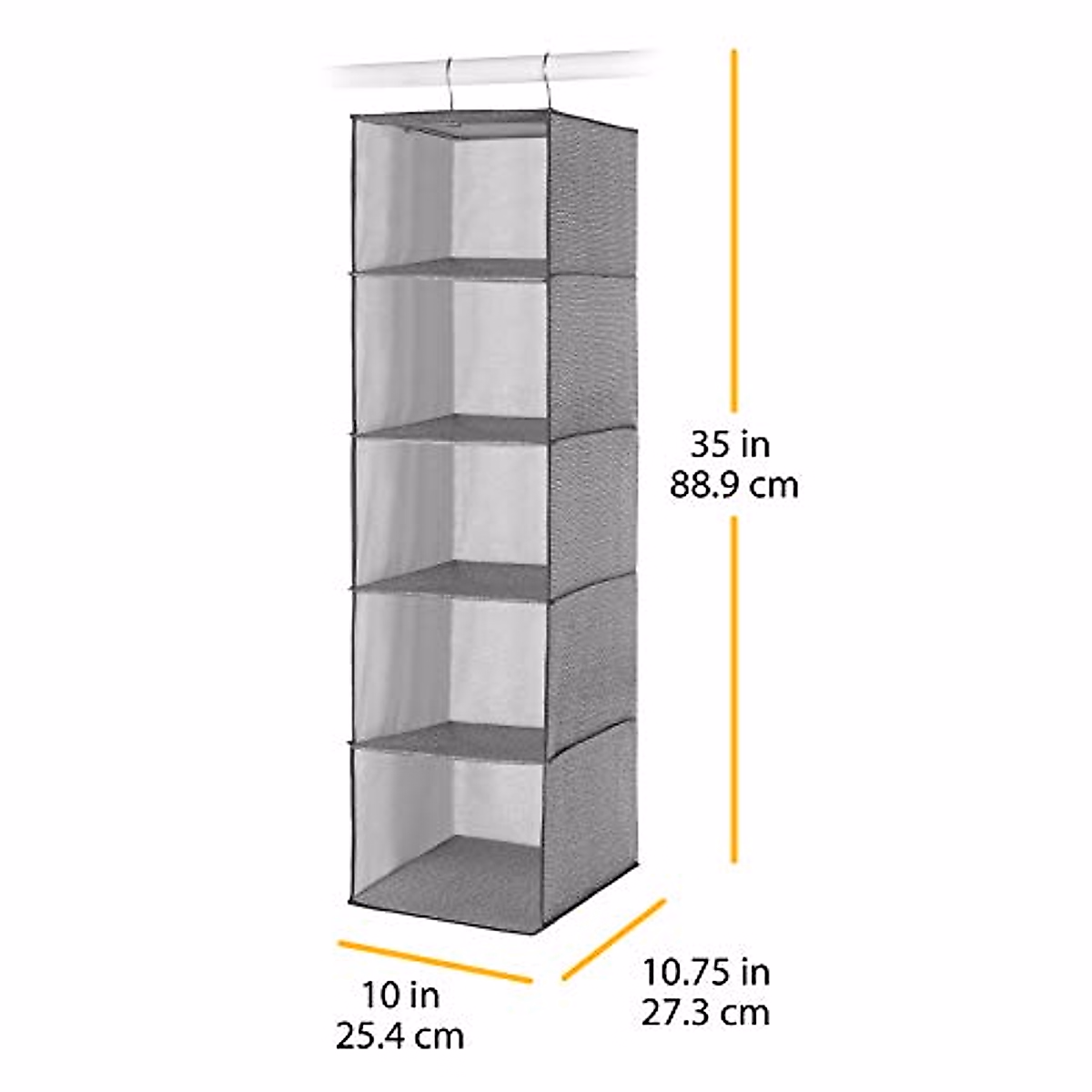 Whitmor Hanging Accessory Shelves 5 Open Sweater Shelves Crosshatch Gray