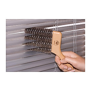 Redecker Dark Goat Hair - 4 in One - Venetian Blind Brush with Oiled Beechwood Handle, 4-3/4-Inches