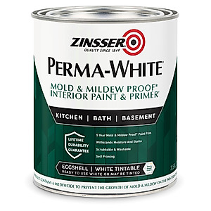 Zinsser 02774 PERMA-WHITE Mold & Mildew Proof Interior Paint, Quart, Eggshell White