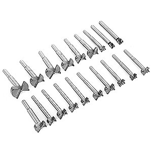 Forstner Drill Bit Set, 16 Pcs 15mm-35mm, Flat Wing Wood Drill Bits, Woodworking Boring Hole Saws Hinge Cutter Auger Opener, Drilling Press Accessorie