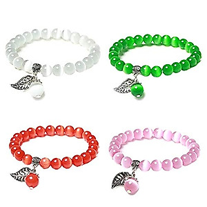 EuTengHao 488Pcs Cat Eye Glass Beads Set Natural Gemstone Round Loose Stone Beads with Pendant Accessories Open Jump Ring Spacer Beads Bracelet String for Bracelet Necklaces Crafting Earrings Jewelry