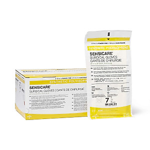 Medline SensiCare Surgical Gloves with Aloe Vera, Powder-Free, Sterile, Size 7, White (Pack of 100)