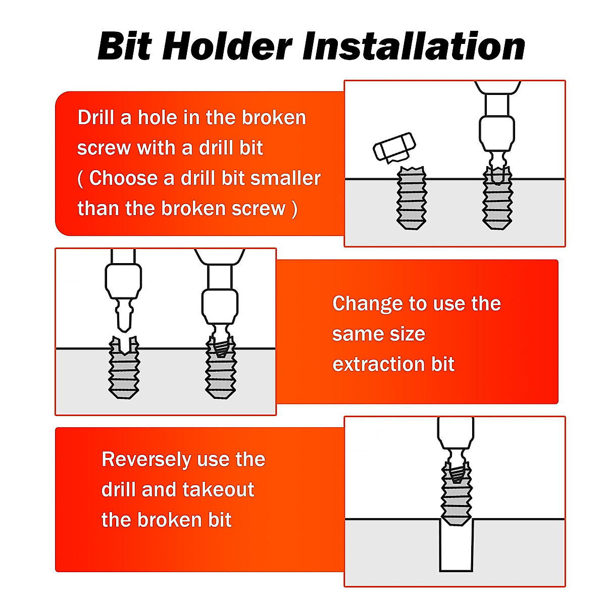 UYECOVE 14PCS Stripped Screw Extractor Set, 35# Cr-Mo & 6542 HSS Steel Cobalt Left Handed Drill Bit | Broken Screw Extractor Kit | Easy Out Screw Extractor Set Removing Stripped Screws Broken Bolts