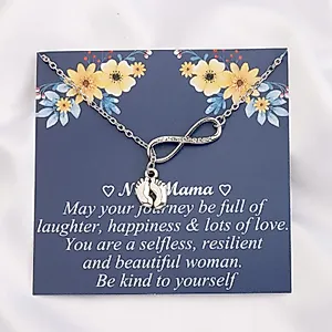 BNQL New Mama Gift Baby Feet Necklace Mama to be Gifts New Mom Jewelry Pregnancy Announcement Gift for Mom First Time Mom Gift (new mama necklace)