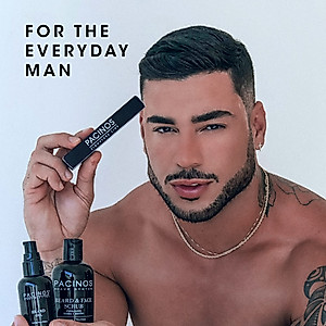 Pacinos Beard Pencil Filler - Water Proof, Long Lasting Coverage & Natural Finish - Beard, Moustache & Eyebrows - Micro-Fork Tip for Seamless Application - Bristle Brush Included (Dark Brown)