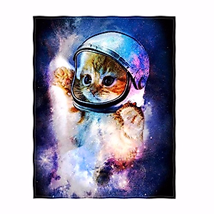 QH Galaxy Cat Printing Velvet Plush Throw Blanket Comfort Design Home Decoration Fleece Blanket Perfect for Couch Sofa or Travelling 58" x 80" (2)