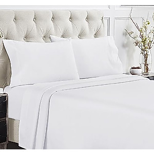 California Design Den Full Size Sheet Sets, Natural 100% Cotton Sheets, Soft Luxury 400 Thread Count Sateen 4 Pc Bedding Sheets & Pillowcase Set, Deep Pocket Cooling Sheets (Bright White Sheets)