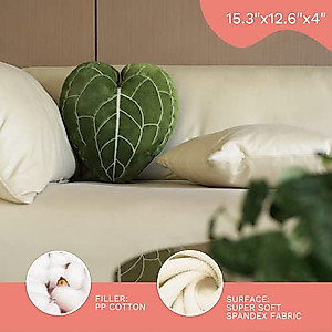 ABOUND LIFESTYLE 3D Succulent Throw Pillow, Cactus Plush, Flower Plant Shaped Cushion for Living Room Decor, Novelty Plush Decorations, Bedroom and Living Room Accent (Anthurium Clarinervium Green)