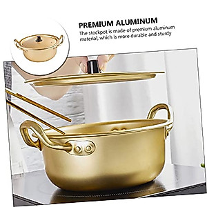 YARNOW 2 Pcs Korean Instant Noodle Pot Japanese Noodles Ramen Ceramic Frying Pan with Lid Steamer Cookware Deep Saucepan Korean Pots for Cooking Aluminum Pot Kitchen Pan Ramen Pot Candy