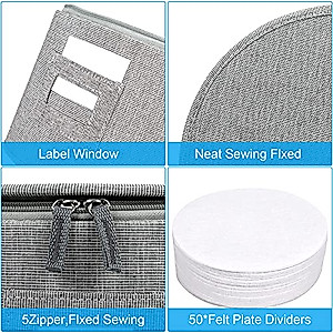 China Storage Set, Hard Shell 4-Piece Set for Plate Storage and Transport, Protects Dishes Coffee Mugs and Tea Cups have Lable Window for Saucers and Stackable,Felt Plate Dividers Included (China Storage)