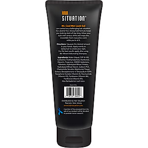 Hair Situation Mr. Cool Wet Look Hair Gel - Strong Hold, High Shine, Alcohol-Free, Clear Styling Formula, Anti-Humidity Frizz Control, Non-Flaking, Non-Greasy, Long-Lasting for All Hair Types 8 Fl Oz