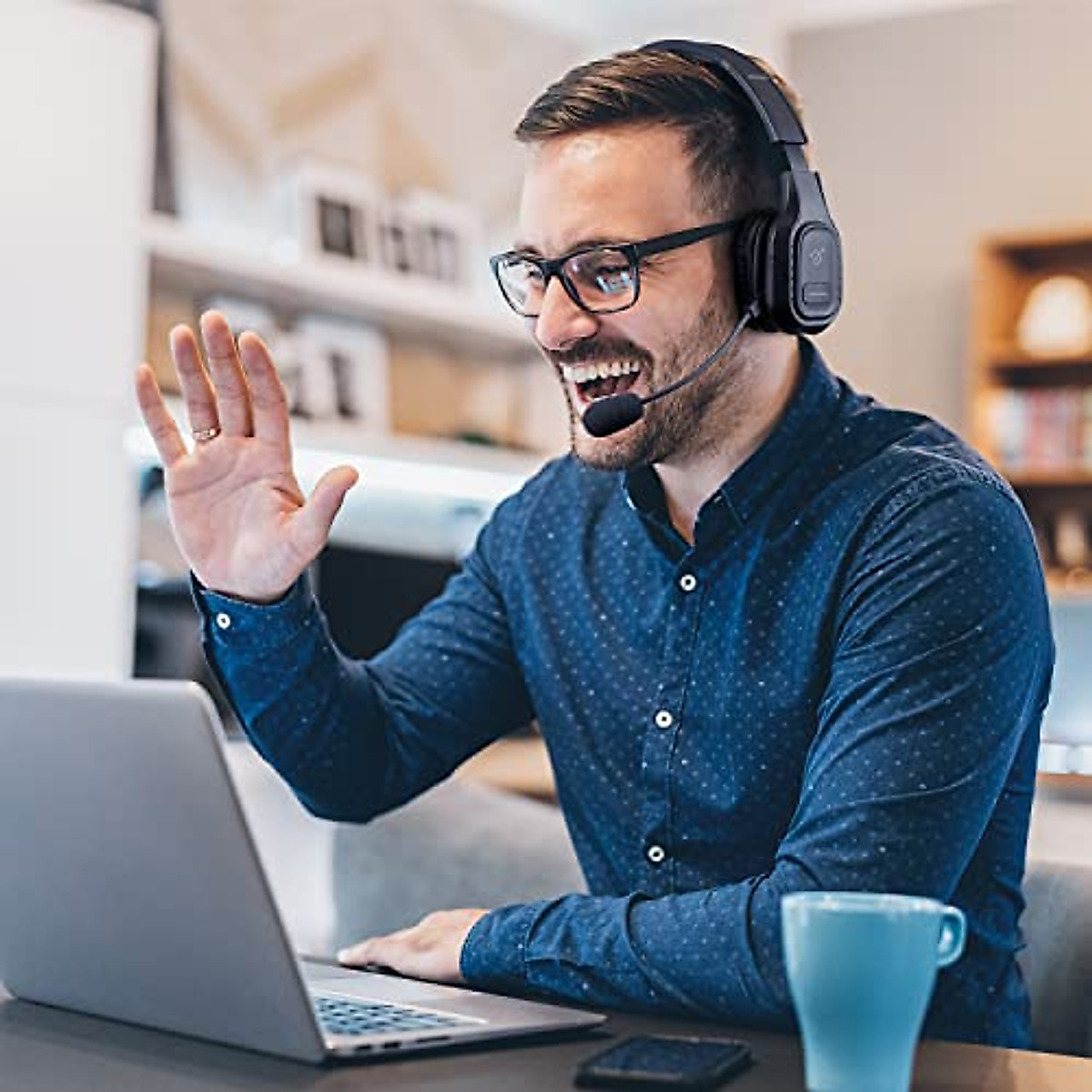 Aluratek Wireless Bluetooth 5.0 Headset with Noise Cancelling Boom Mic, for Car, Truck Driver, Business, School, Home Office, Cell Phones, PC & MAC, 34Hrs Talk Time (ABHM100F), Black