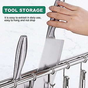 smart-hormarket 16-inch Pot Rack, 2 Packs Wall-Mounted Kitchen Pot Rack Double-Bar Stainless Steel Appliance Hanging Rack Kitchen Rail Organizer with 16 Hooks 40 X 7 X 6.5 cm