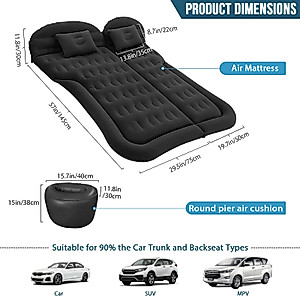ISWEES Car Air Mattress,Camping Air Mattresses,Car Bed,SUV Air Mattress with Electric Pump,Two Piers and 2 Pillows,Car Inflatable Mattress- Flocking & PVC,Car Sleeping Bed for Home,Outdoor and Travel