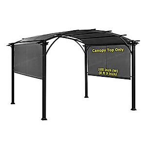 ALISUN Replacement Sling Canopy (with Ties) for 10 FT Pergola #S-J-110 & TP15-048C (Charcoal) (Canopy TOP ONLY)