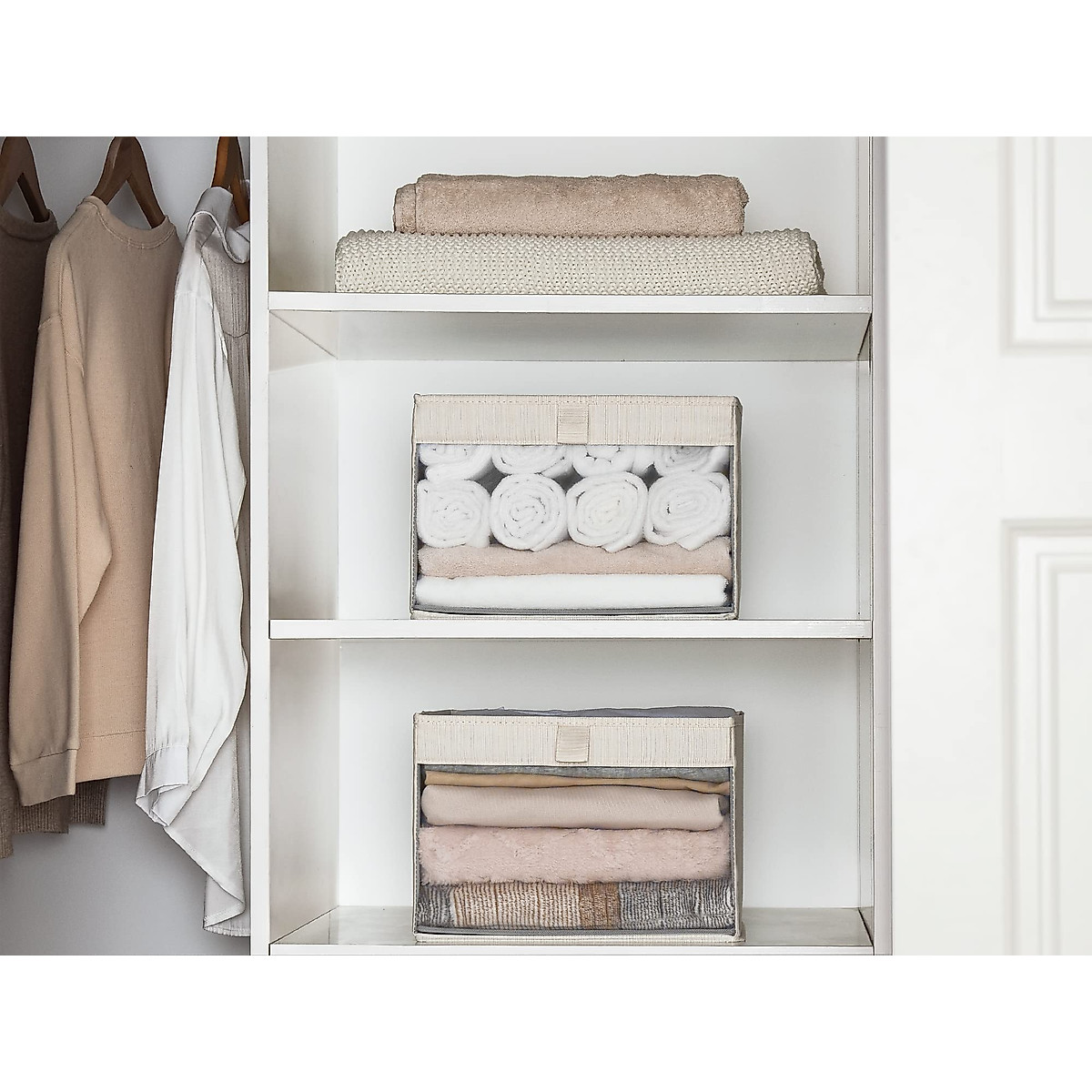 StorageWorks Storage Baskets for Organizing and Closet Storage Bins with Clear Window