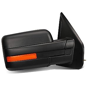 Auto Dynasty Passenger Right Rear View Side Towing Mirror - Power Adjust | Manual Folding | Heated Glass - Compatible with Ford F150 04-14, Texture Black