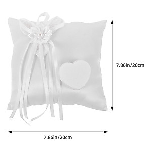 Veemoon Ring Bearer Pillow, 7.86 in Decor Bridal Wedding White Ring Holder Bearer Pillow for Beach Wedding Party
