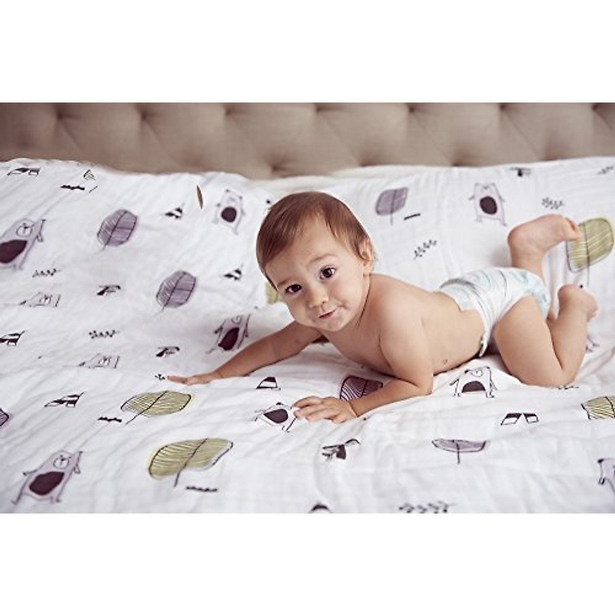 Clover & Sage Organic Muslin Baby Toddler Blanket - 100% Hypoallergenic Cotton Bed Blankets - Cuddle Bears