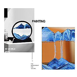 YKW 3D Deep Sea Moving Sand Art,Relaxing Kinetic Sandscape Art Table Desk Top to Decor for Any Home, Office Desktop, Mantle,Bookshelf Making It Ideal for Any Setting (7inches, Blue)