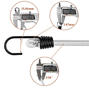 ZHOUBIN 9 inch Mini Short White Bungee Cords with Hooks, 12 Pcs