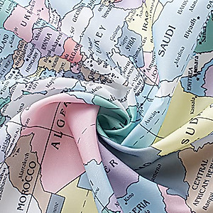 New! Map of The World with Detailed Major Cities. PVC Free, Non-Toxic and Odorless Water Repellent Fabric Shower Curtains - Large Home Decor Wall Map